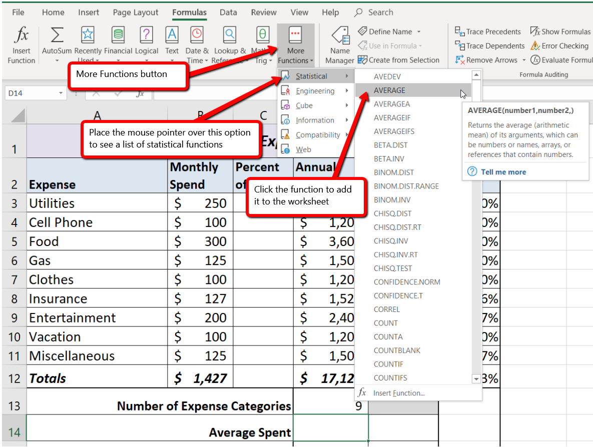 2.2 Introductory Statistical Functions – Beginning Excel 2019